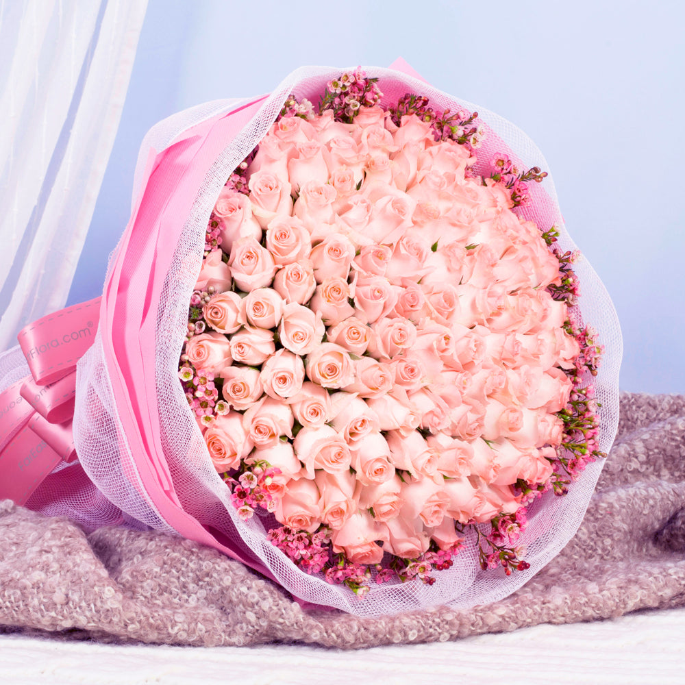 Sweet Devotion - 99 Pink Roses Flower Bouquet | Far East Flora HK ...